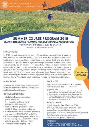 PIAT UGM: Call for Participants SUMMER COURSE “Smart Integrated Farming ...